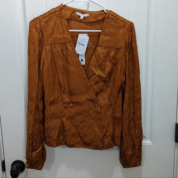Willow & Clay | Tops | Willow Clay Jacquard Blouse In Leopard Print In ...